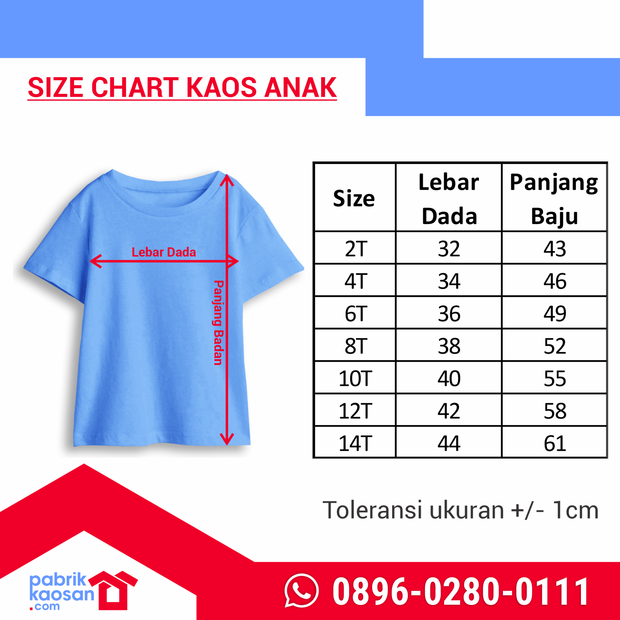 Size Chart Kaos Anak Pabrik Kaosan Size Chart Kaos Anak Pabrik Kaosan